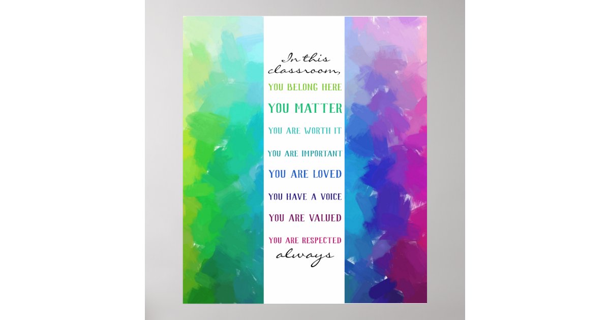 In This Classroom Rainbow Poster | Zazzle