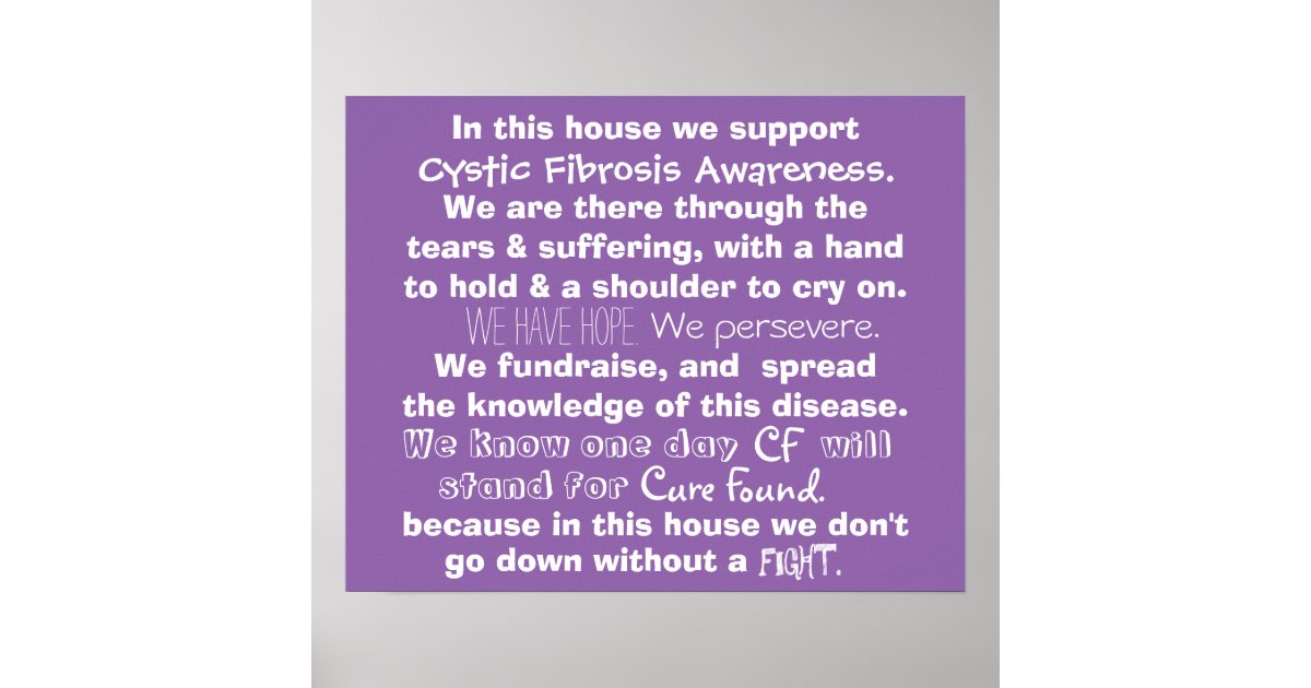 In This House - Cystic Fibrosis Poster | Zazzle