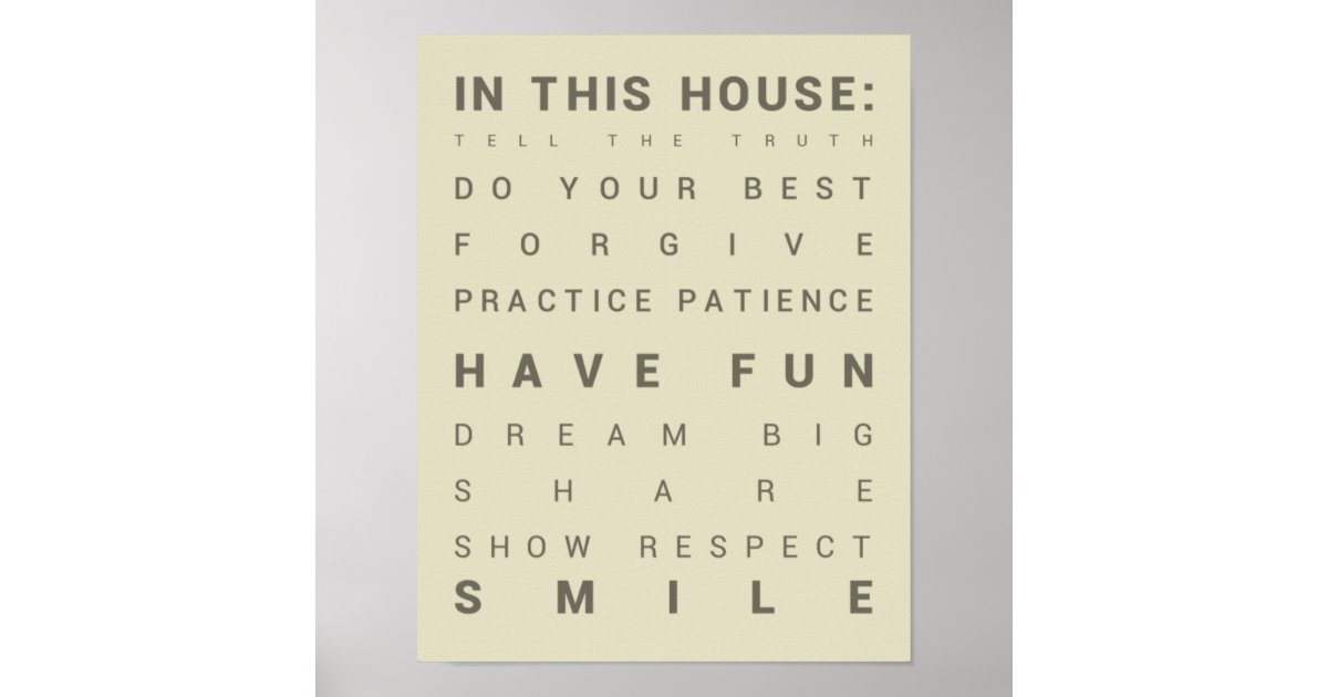 In This House - Family Rules Poster | Zazzle