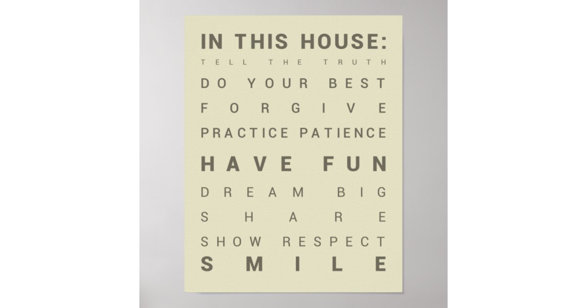 In This House - Family Rules Poster | Zazzle