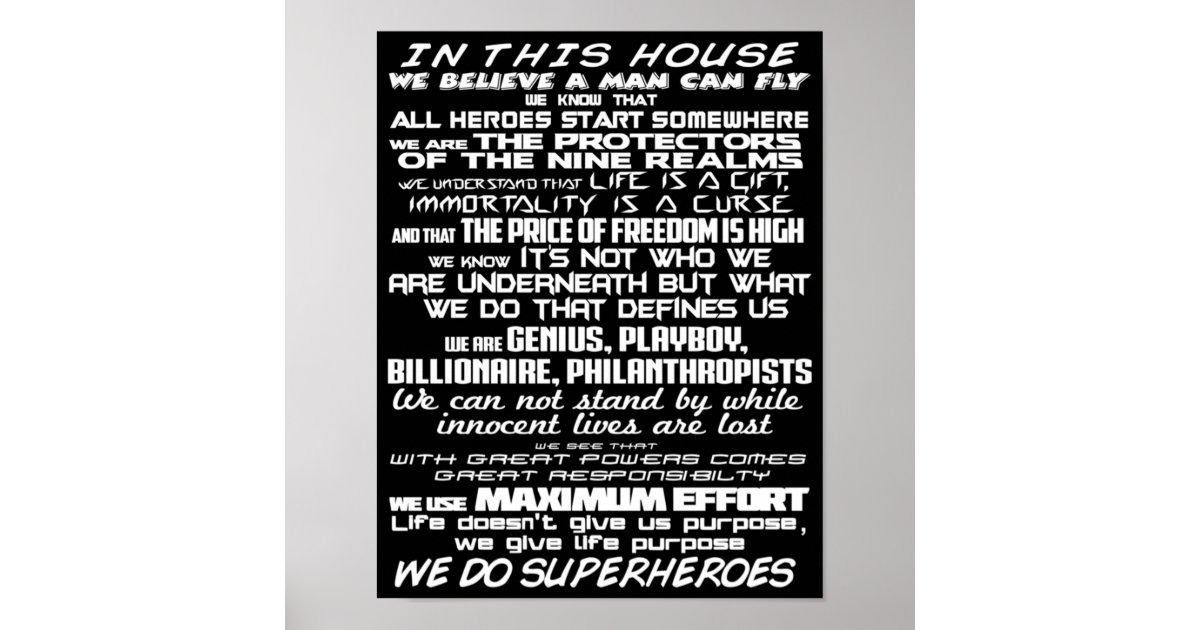 In This House We Do Superheroes Poster | Zazzle