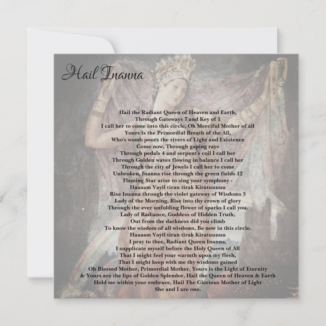 Inanna/Ishtar Invocation Pagan Wiccan Note Card | Zazzle