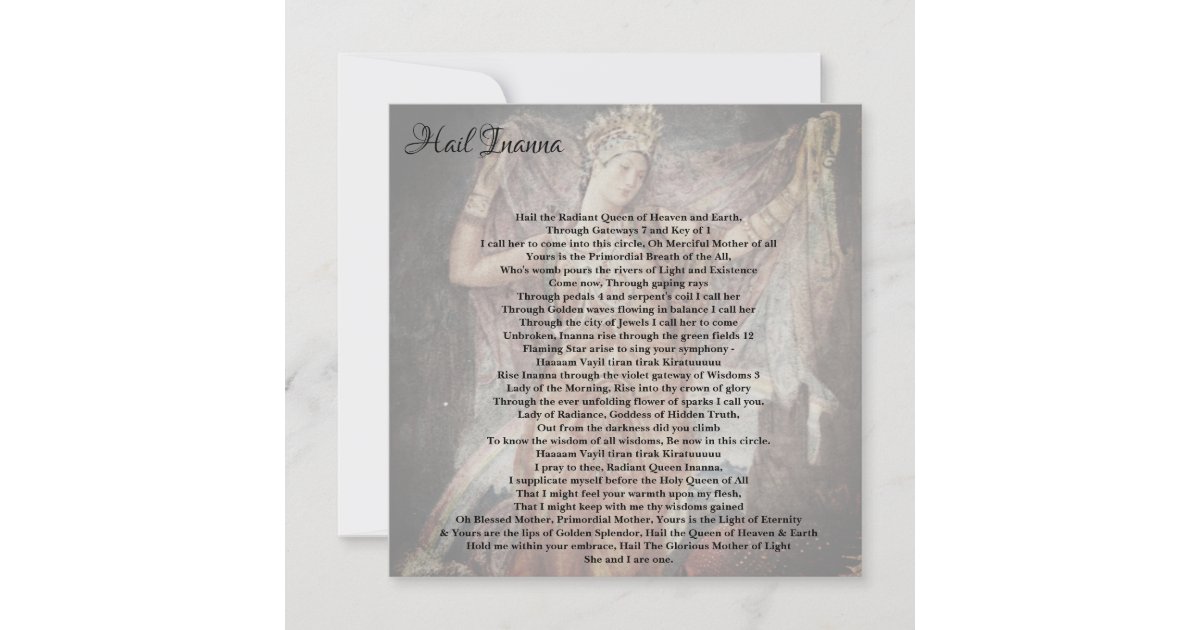 Inanna/Ishtar Invocation Pagan Wiccan Note Card | Zazzle