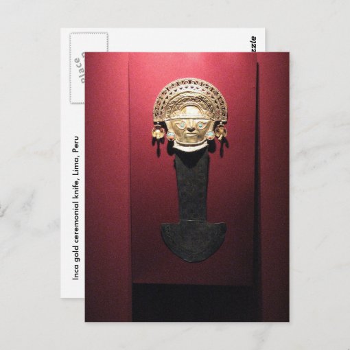 Inca gold ceremonial knife (Tumi), Lima, Peru Postcard | Zazzle