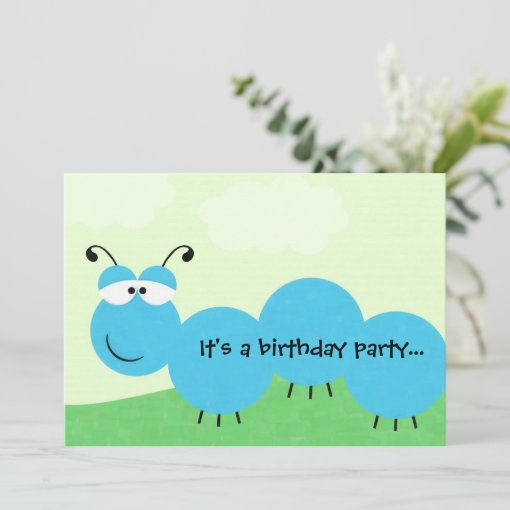 Inch Worm It's a Party Birthday Party Invitation | Zazzle