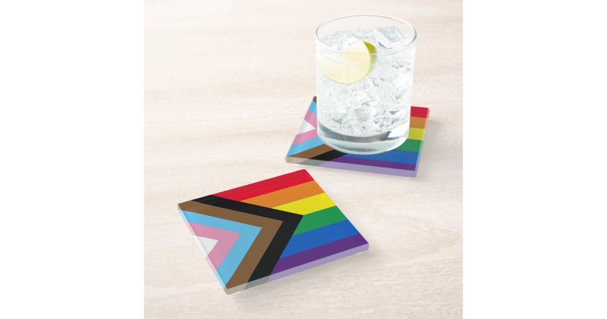 Inclusive Rainbow Lgbtq Gay Diversity Flag Glass Coaster Zazzle