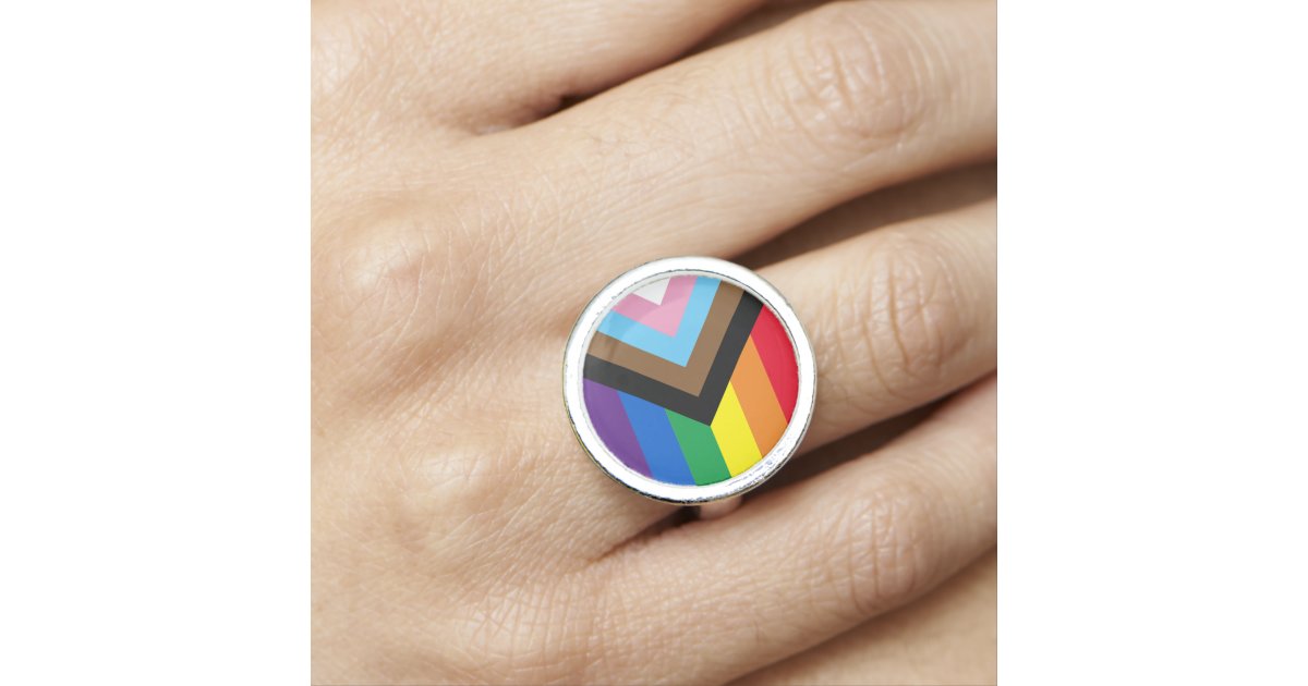Inclusive Rainbow Lgbtq Gay Diversity Flag Ring Zazzle