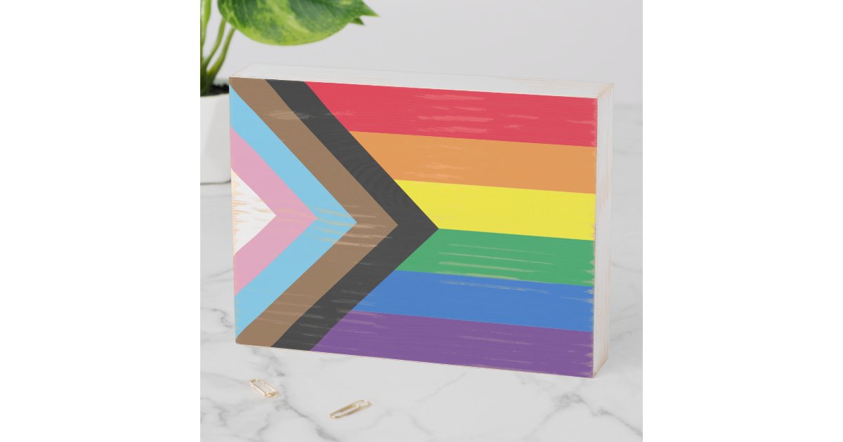 Inclusive Rainbow Lgbtq Gay Diversity Flag Wooden Box Sign Zazzle