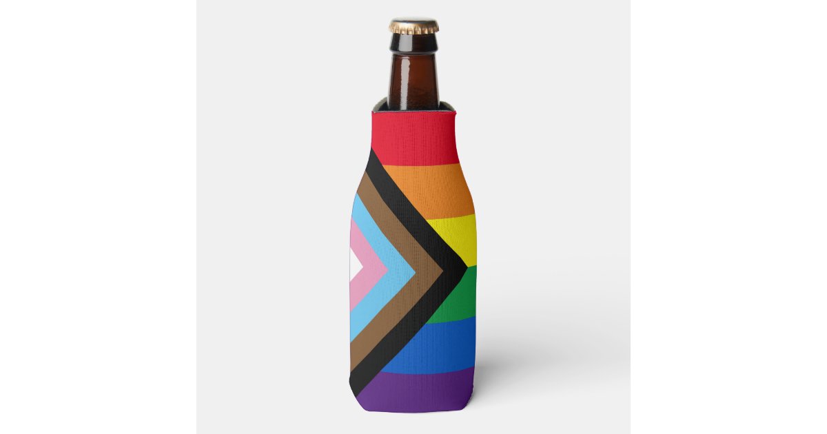 Inclusive rainbow Lgbtq gay pride flag Bottle Cooler | Zazzle