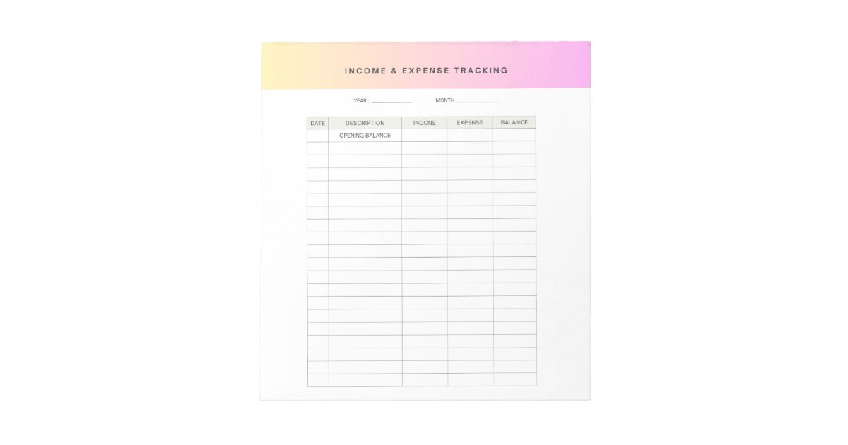 Income & Expense Tracker Notepad | Zazzle