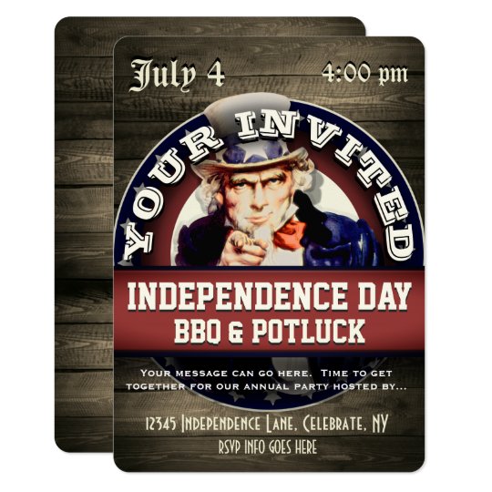 Independence Day BBQ Potluck Invitation | Zazzle.com