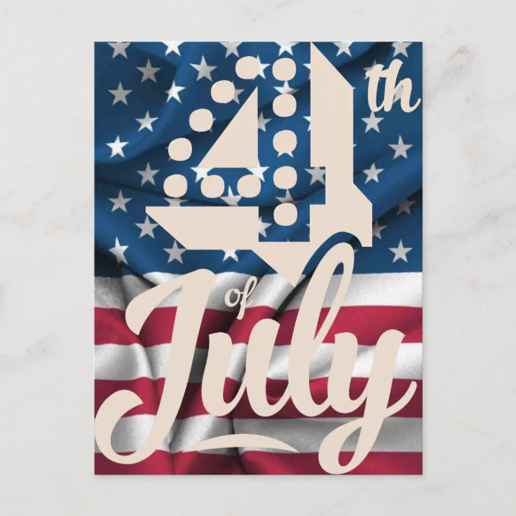 Independence July 4 american flag vintage script Postcard | Zazzle