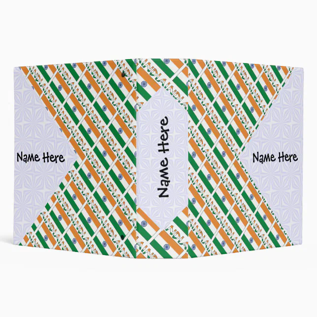 India and Indian Flag Tiled with Your Name 3 Ring Binder | Zazzle