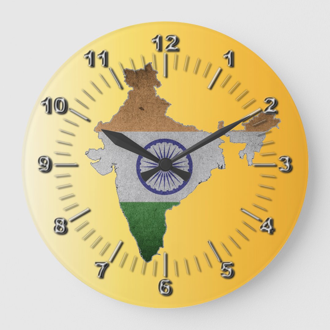 india country flag large clock | Zazzle
