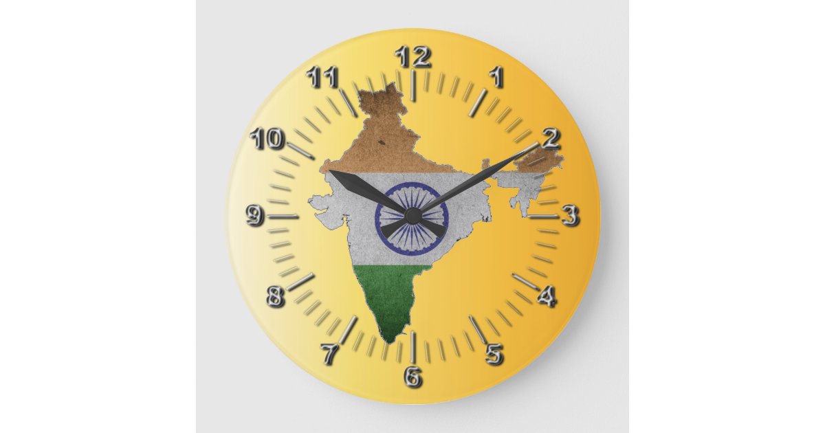 india country flag large clock | Zazzle