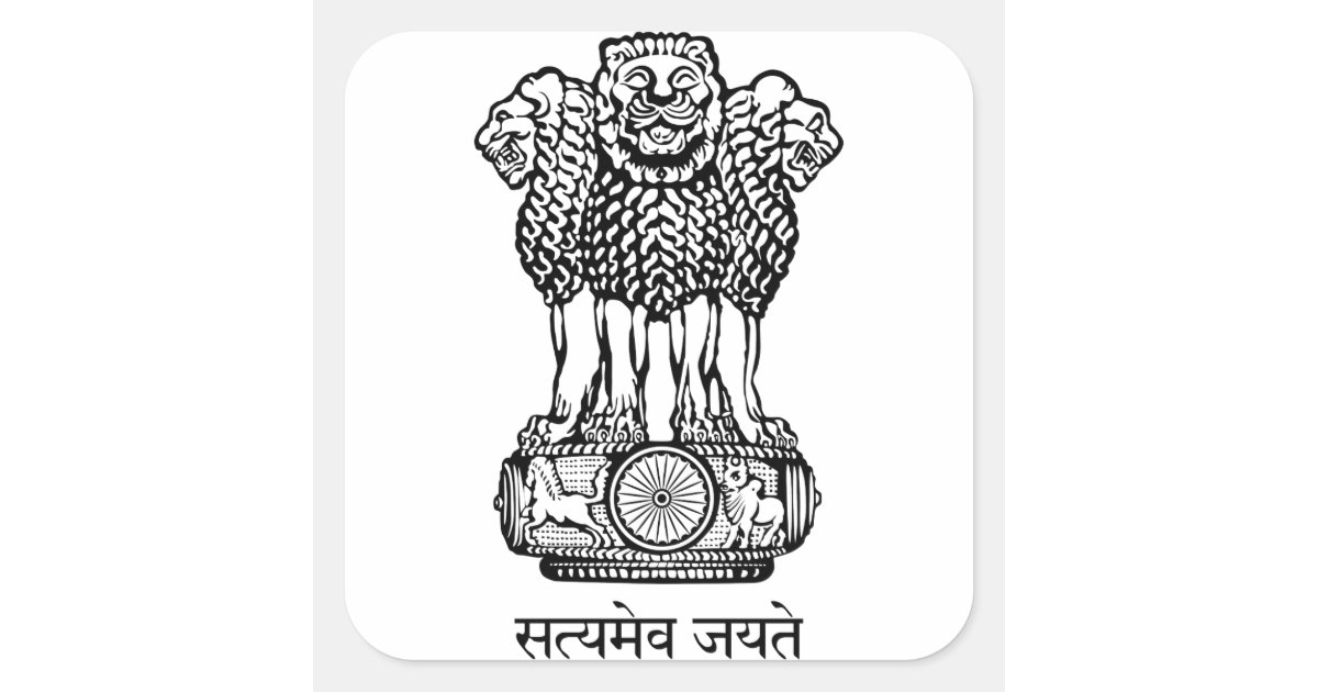 india emblem square sticker | Zazzle