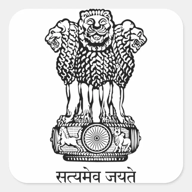 india emblem square sticker | Zazzle