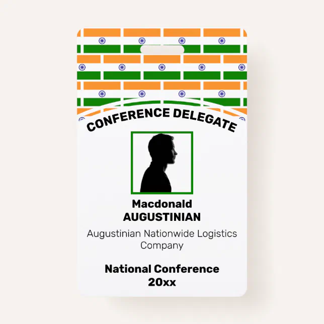 INDIA FLAG Customized Logo Photo ID Name Badge | Zazzle