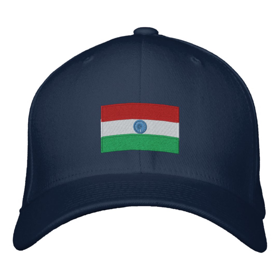 India flag embroidered flexfit hat | Zazzle