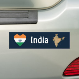 India Flag Heart + Map Bumper Sticker | Zazzle