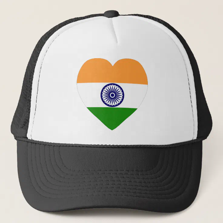 India Flag Heart Trucker Hat | Zazzle
