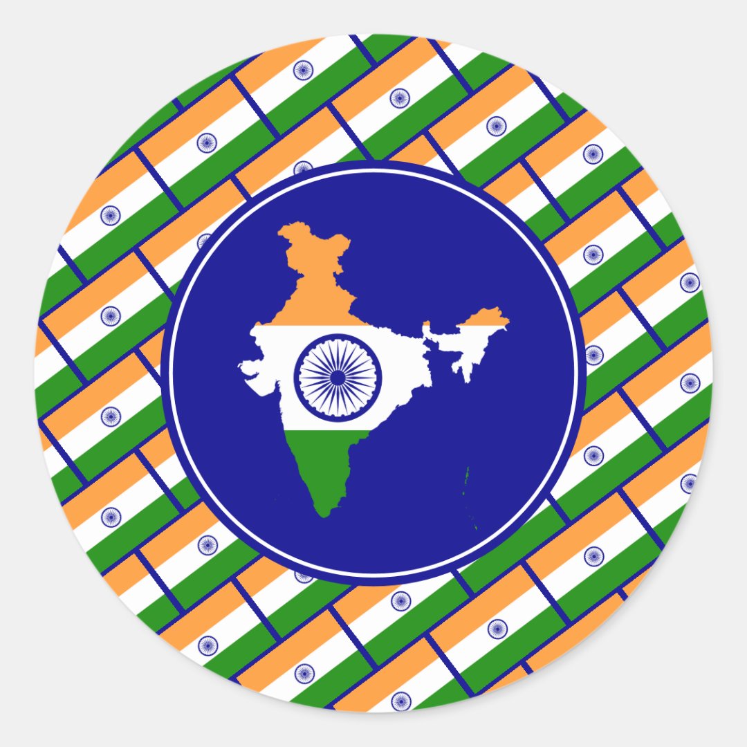 INDIA FLAG Indian Map Stylish Patriotic Classic Round Sticker | Zazzle