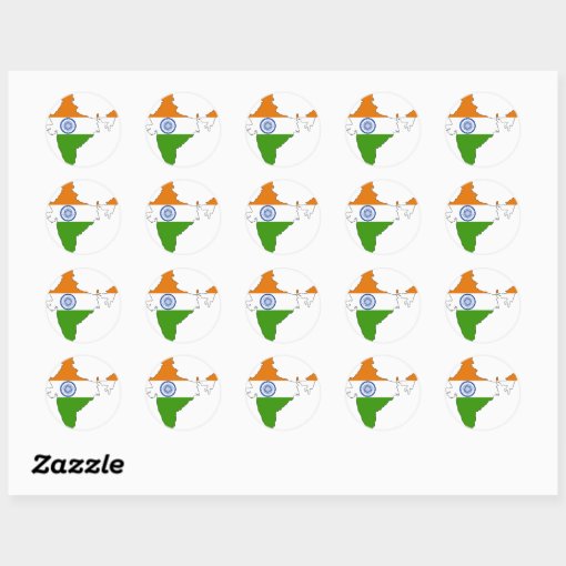 India flag map classic round sticker | Zazzle
