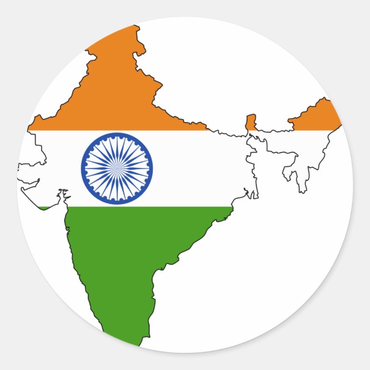 India flag map classic round sticker | Zazzle