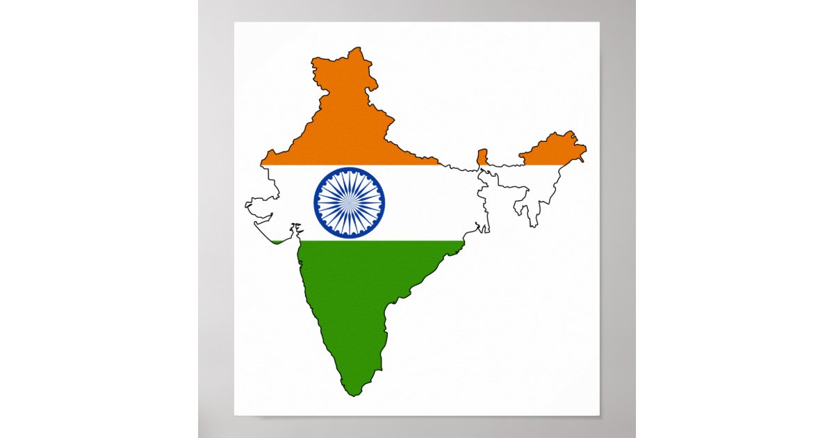 India Flag Map full size Poster | Zazzle