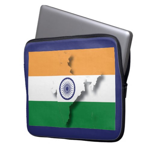 INDIA Flag Map Patriotic Computer BLUE Laptop Sleeve | Zazzle