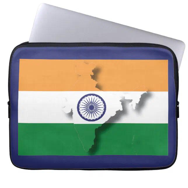 INDIA Flag Map Patriotic Computer BLUE Laptop Sleeve | Zazzle
