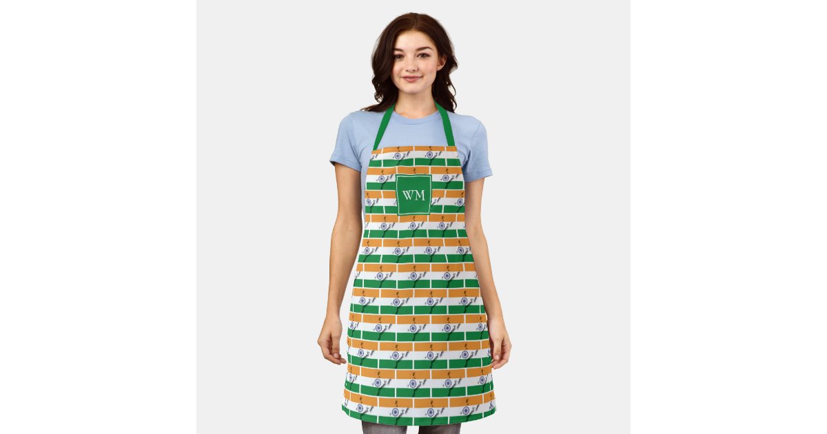 INDIA FLAG | Monogram | Indian Apron | Zazzle