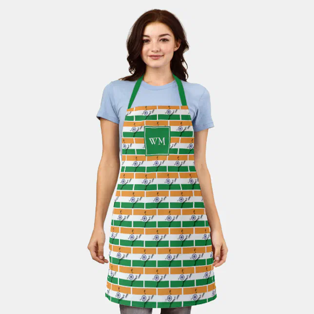 INDIA FLAG | Monogram | Indian Apron | Zazzle