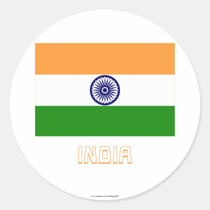 India Flag with Name Classic Round Sticker | Zazzle.com