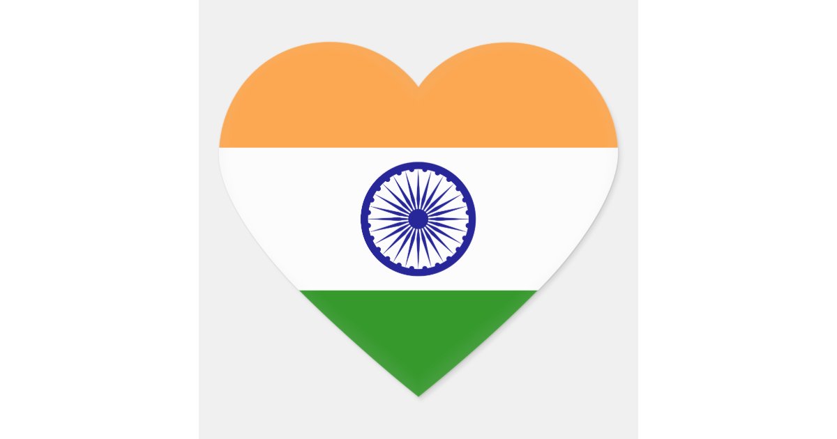 India (Indian) Flag Heart Sticker | Zazzle
