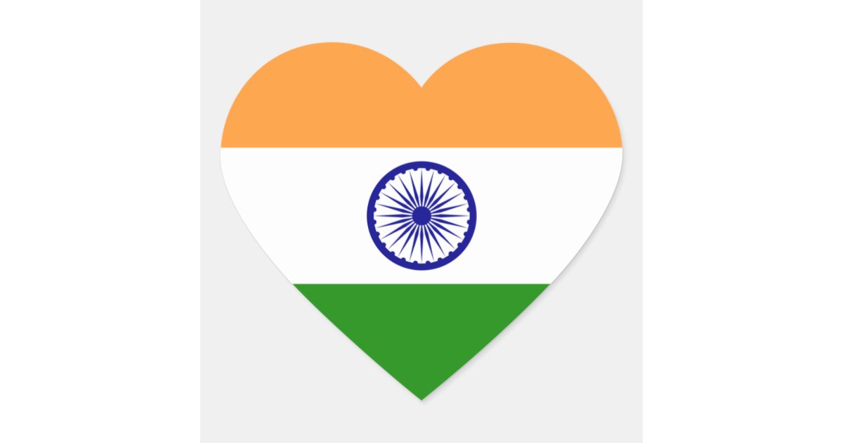 India/Indian Heart Flag Heart Sticker | Zazzle