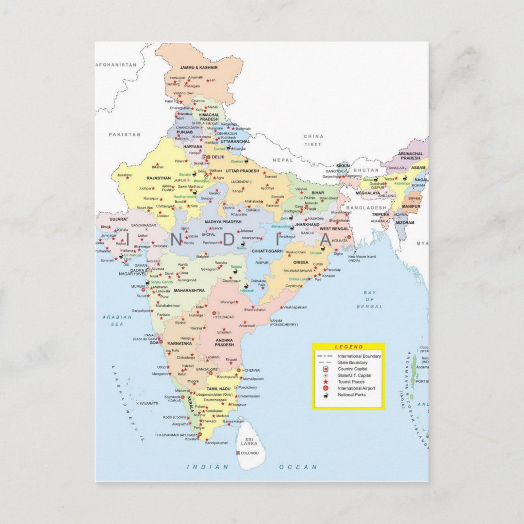 India map 2 postcard | Zazzle