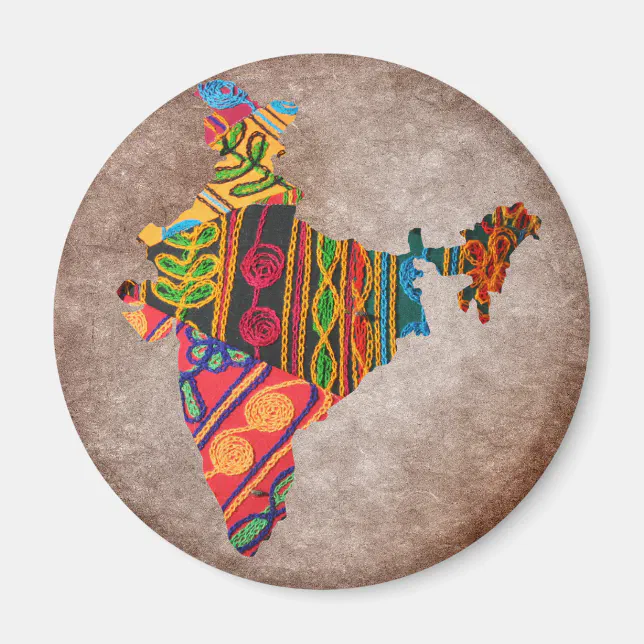 India Map Indian Embroidery Magnet | Zazzle
