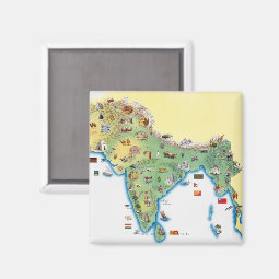 India, map with illustrations showing magnet | Zazzle