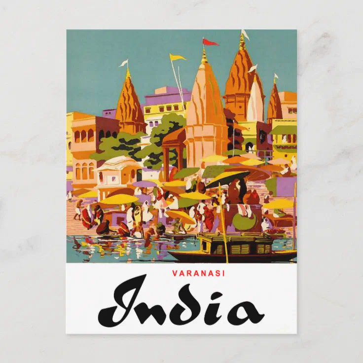 India, traditional buildings in Varanasi city Postcard | Zazzle
