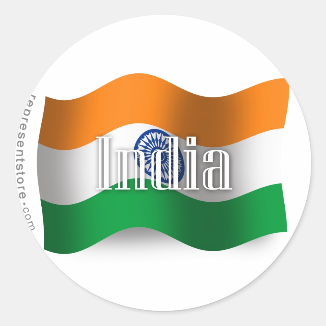 India Waving Flag Classic Round Sticker | Zazzle