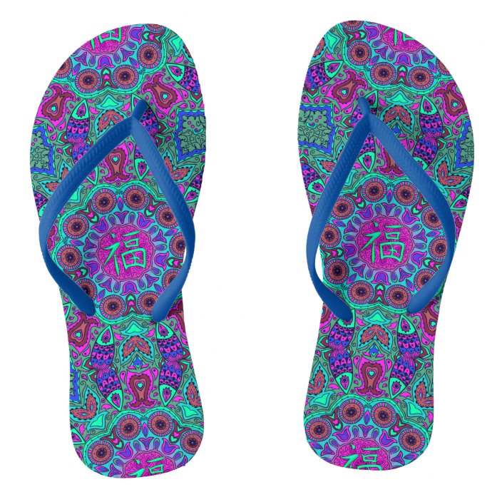 Indian and Chinese Happiness Mandala Flip Flops | Zazzle.com