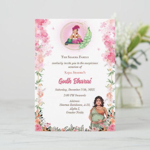 Indian Baby Shower Godh Bharai Hindu Invitation | Zazzle