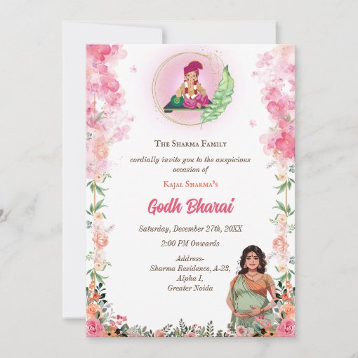 Indian Baby Shower Godh Bharai Hindu Invitation | Zazzle