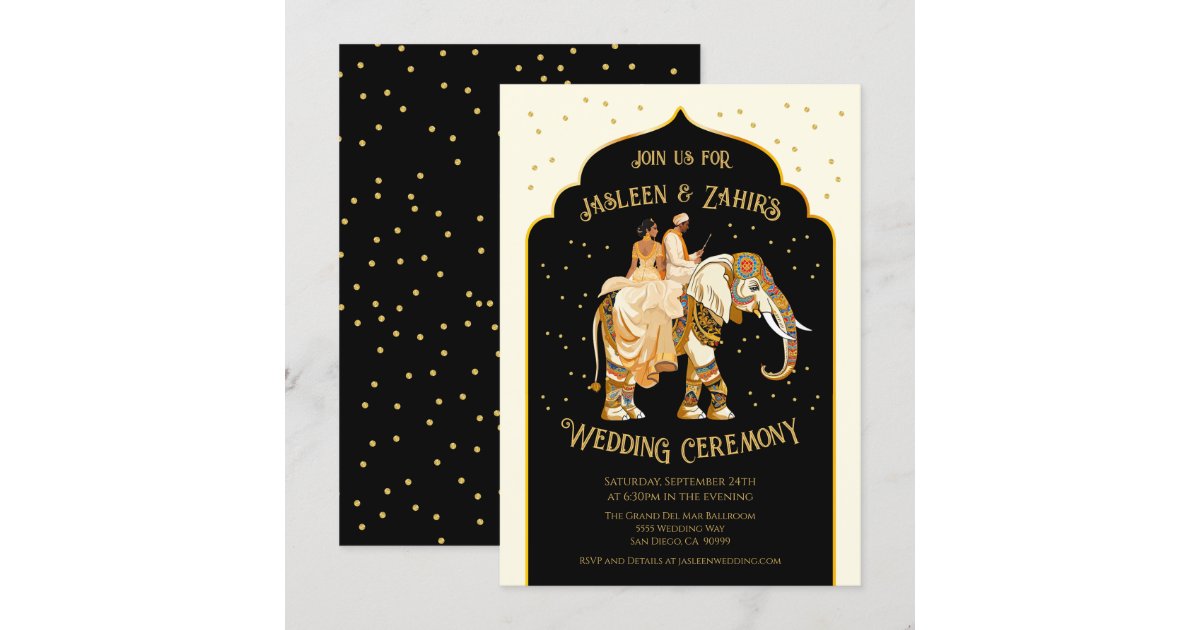Indian Bride Groom Elephant Wedding Invitation | Zazzle
