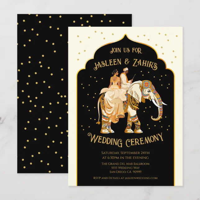 Indian Bride Groom Elephant Wedding Invitation | Zazzle