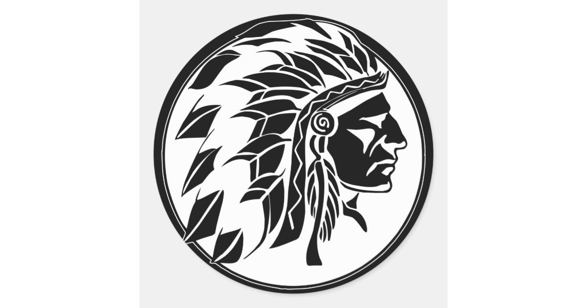 Indian Chief Head Classic Round Sticker | Zazzle