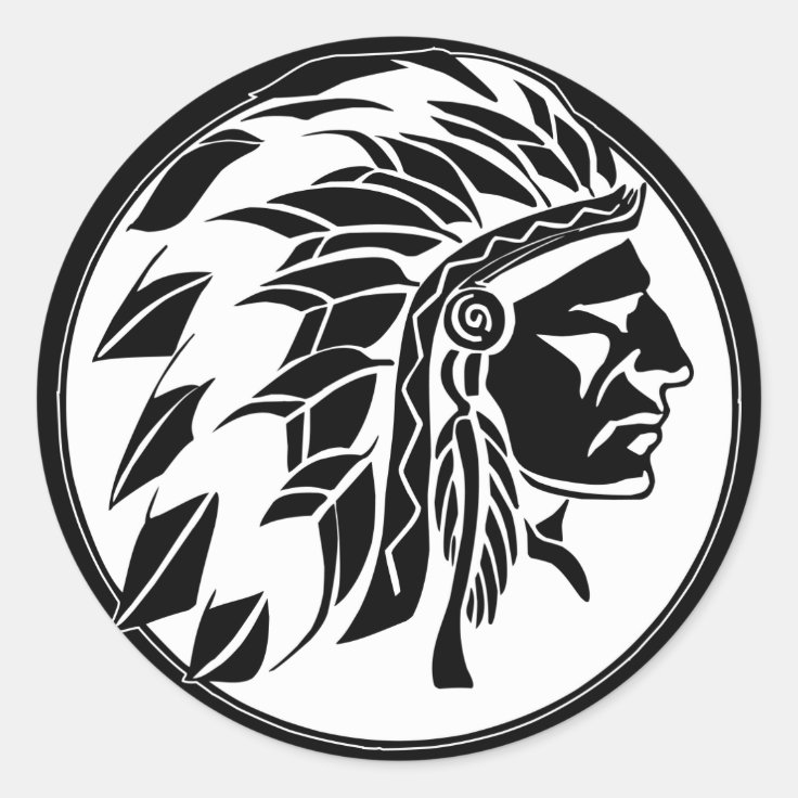Indian Chief Head Classic Round Sticker | Zazzle