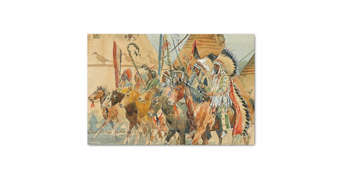 Indian Chiefs with Standards by Edward Borein Tissue Paper | Zazzle