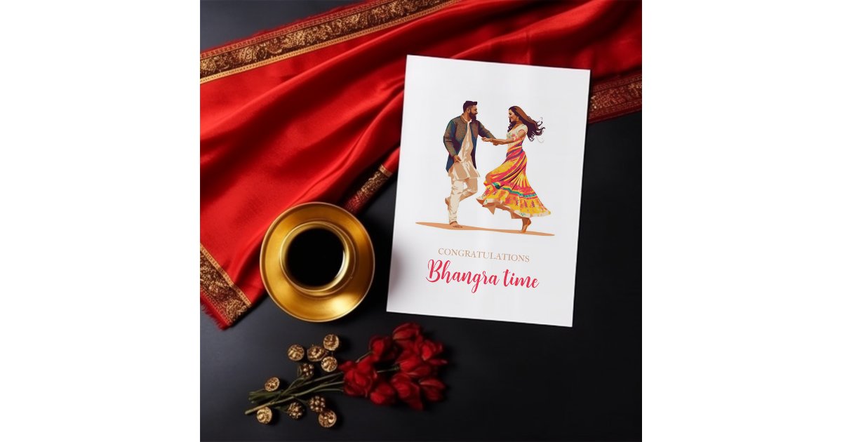 Indian Congratulations Bhangra Dancing Card | Zazzle